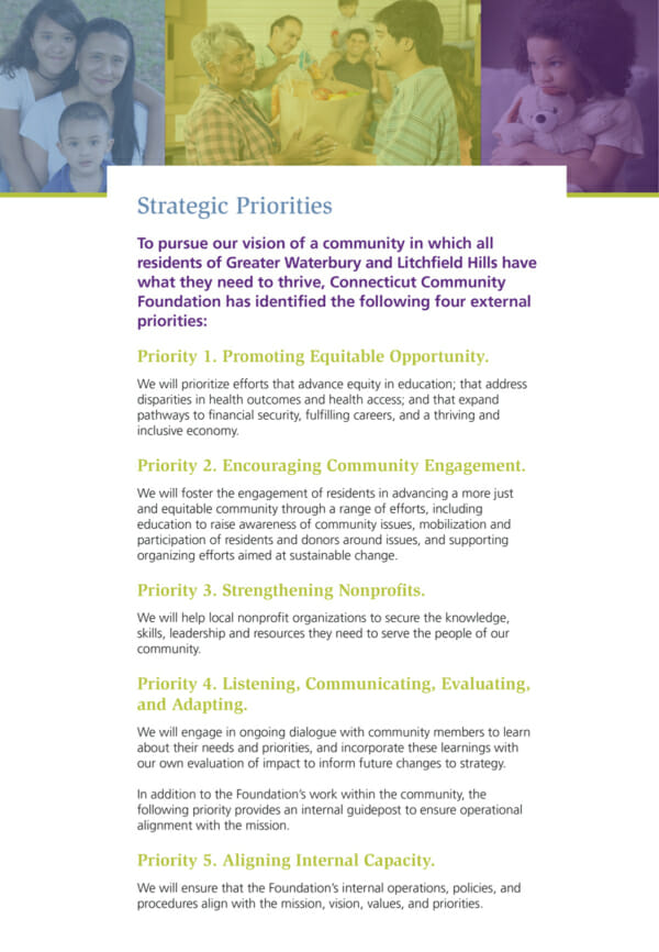 Strategic Priorities – Connecticut Community Foundation